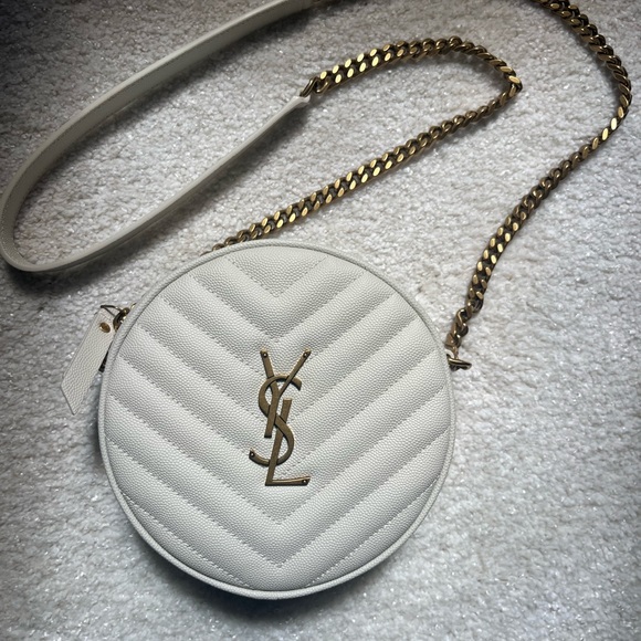 Yves Saint Laurent | Bags | Yslyves Saint Laurent White Round Crossbody ...
